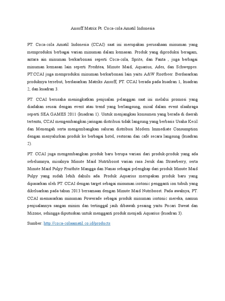 Ansoff Matrix CCAI | PDF