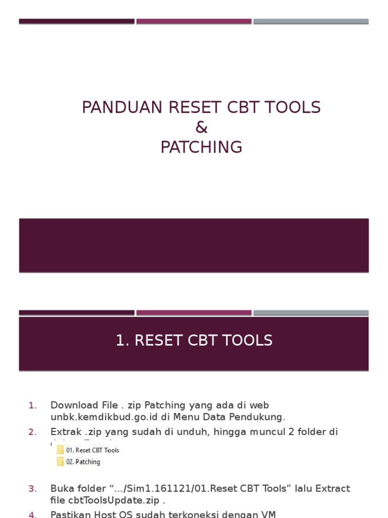Panduan Reset CBT Tools&Patching | PDF