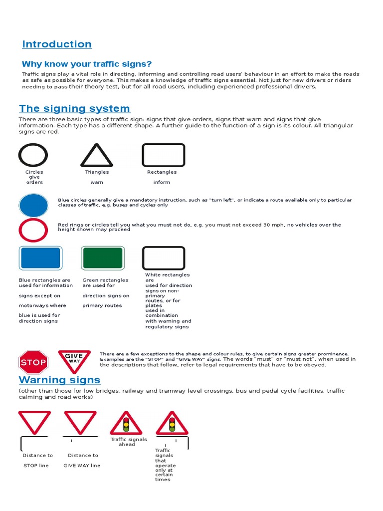 Why Know Your Traffic Signs? | PDF