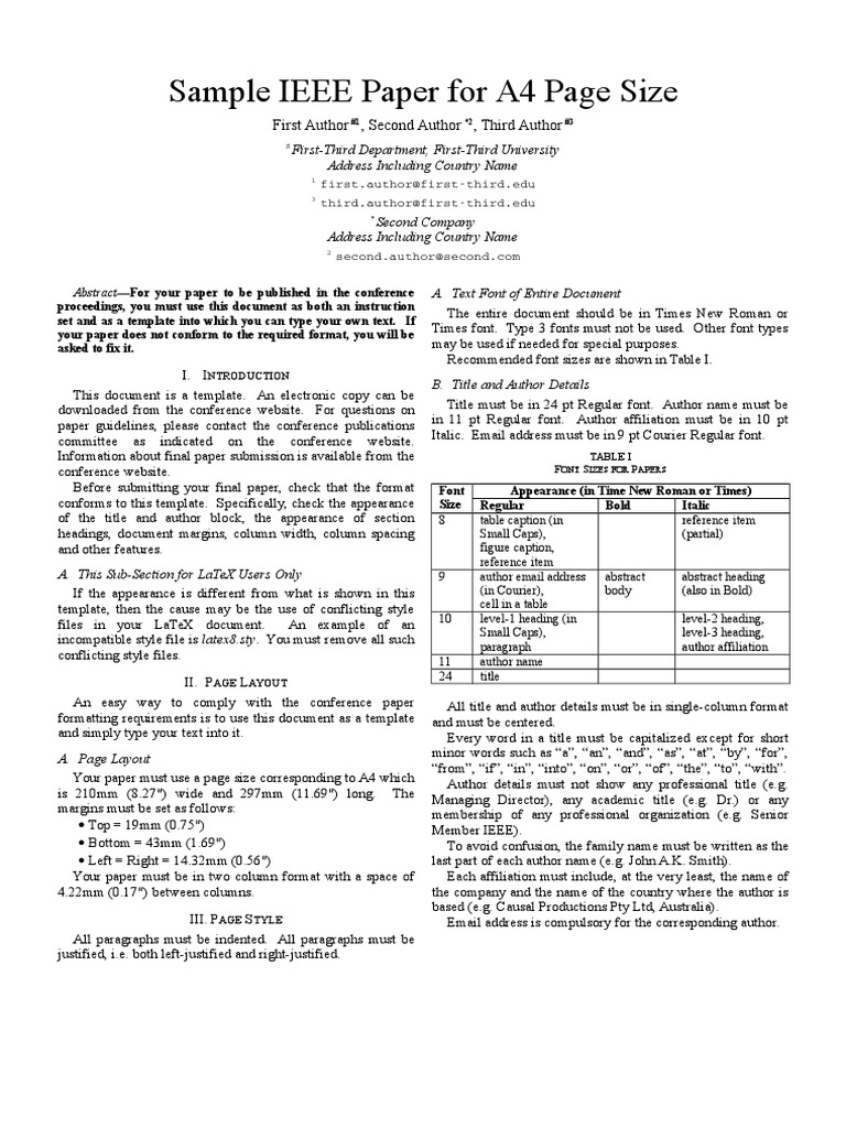 IEEE Paper Template for A4 Format | PDF | Typefaces | Times New Roman