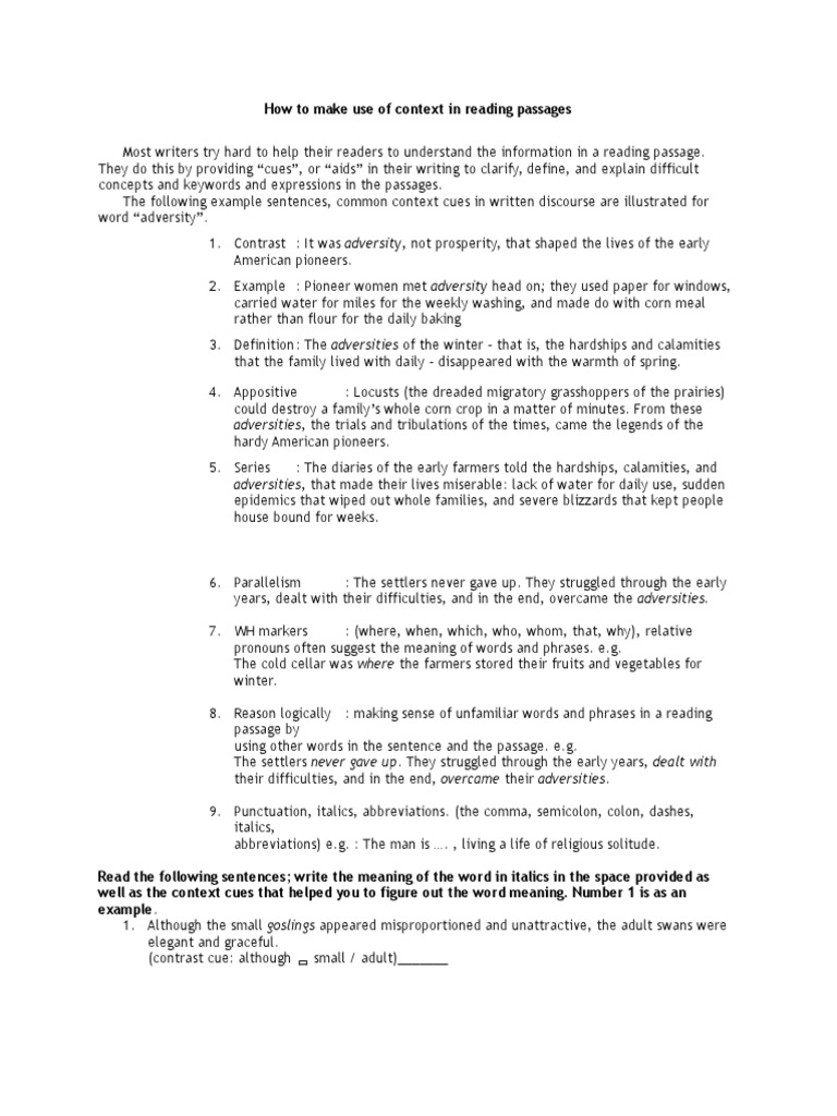 How To Make Use of Context in Reading Passages | PDF | Language Mechanics