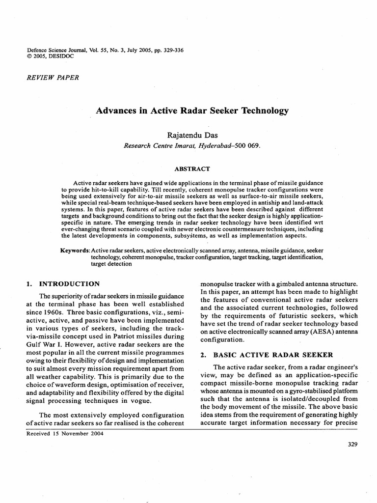 (2005) Advances in Active Radar Seeker Technology | PDF | Radar | Microwave