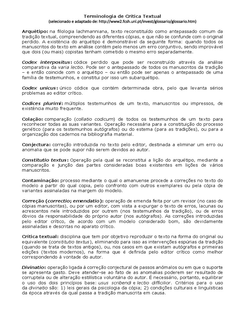 Terminologia de Crítica Textual | PDF | Copidesque | Escrita