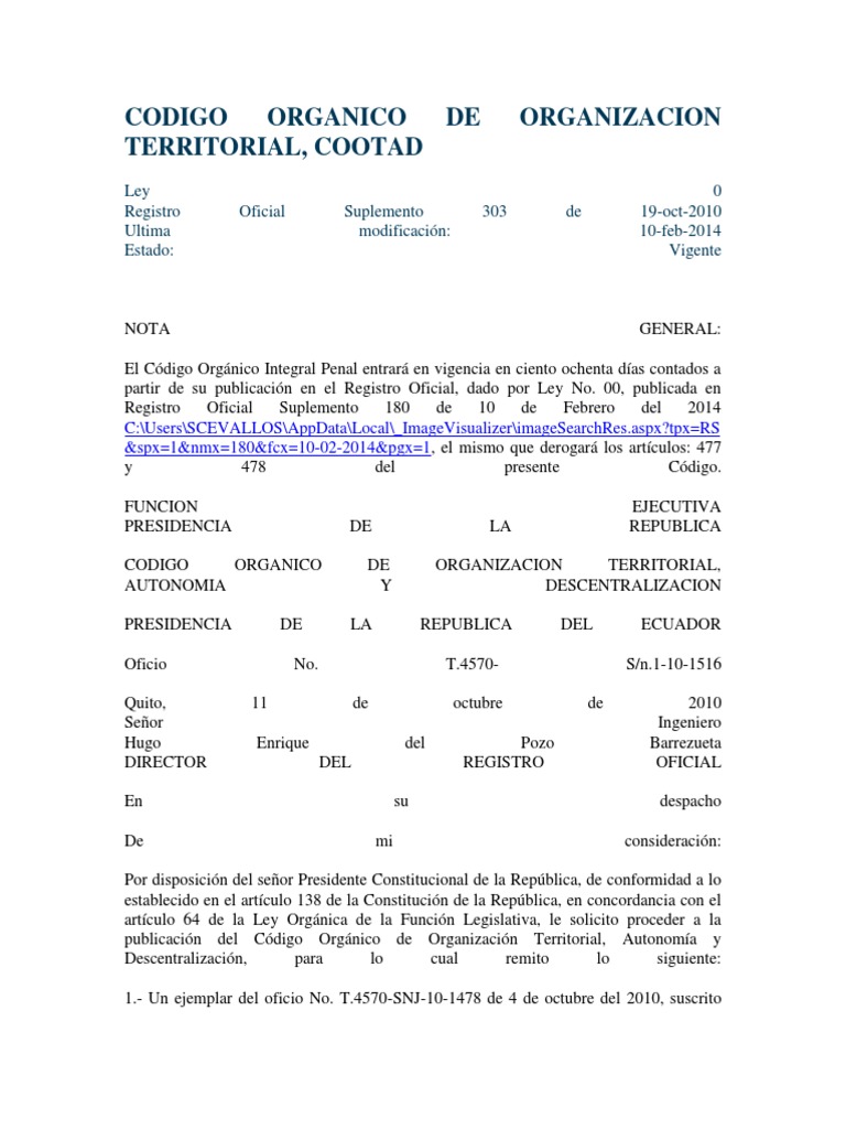 Cootad Reformado | PDF | Ecuador | Gobierno