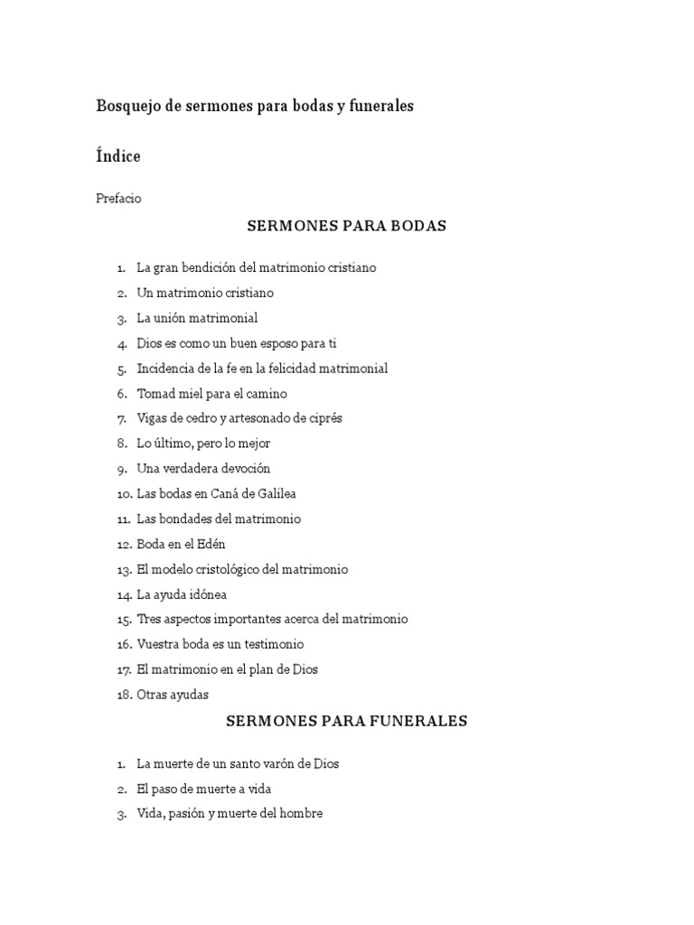 Bosquejo de Sermones Para Bodas y Funerales | Matrimonio | Amor