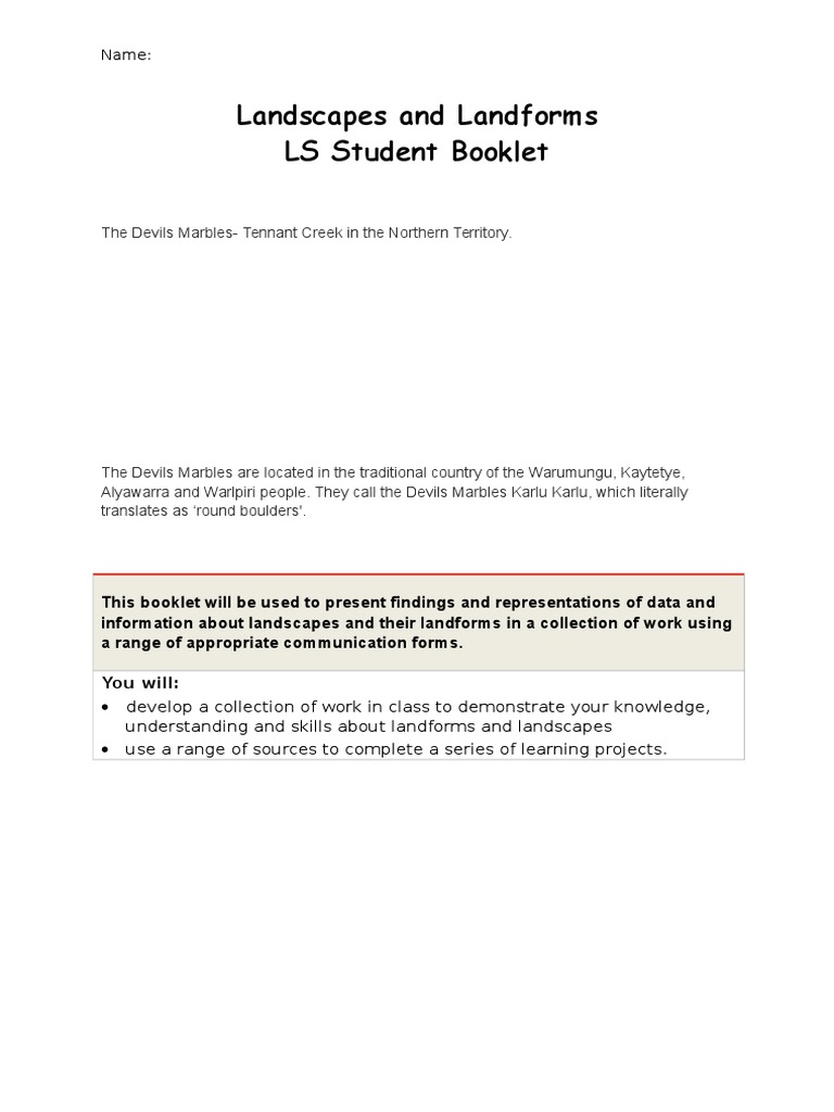 LS Student Booklet Landscapes and Landforms | PDF | Landscape ...