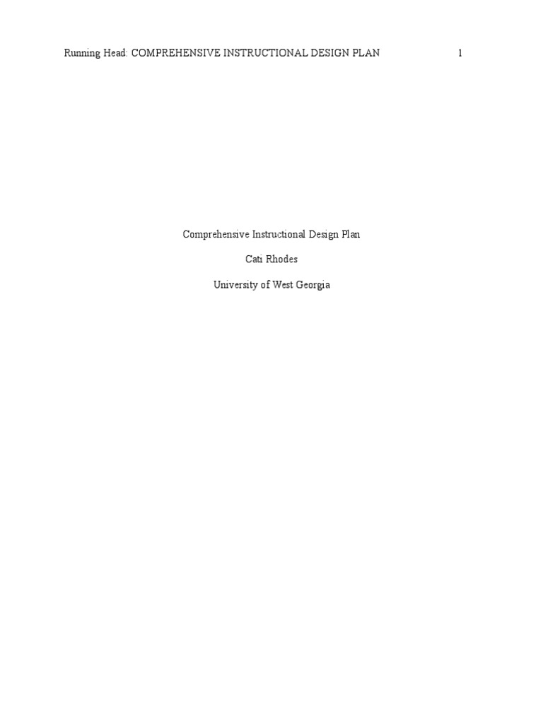 Instructional Design Plan | PDF | Instructional Design | Literacy