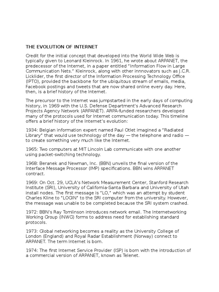 The Evolution of Internet | PDF | Internet Protocol Suite | Internet