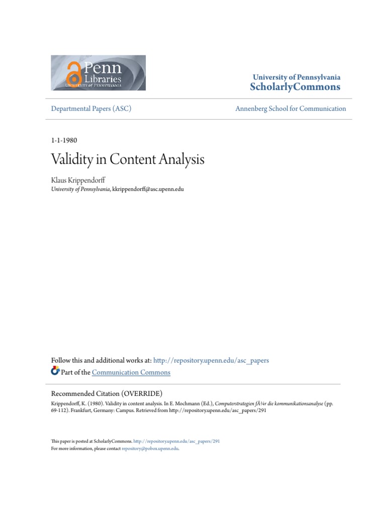 Validity in Content Analysis | PDF | Validity (Statistics) | Sampling ...