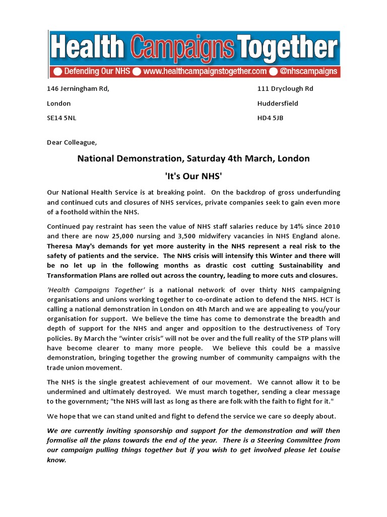 HCT Demo Letter | PDF | National Health Service | National Health ...