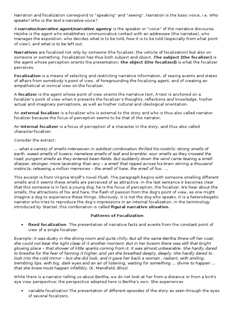 Focalization Analysis | PDF | Narration | Perception