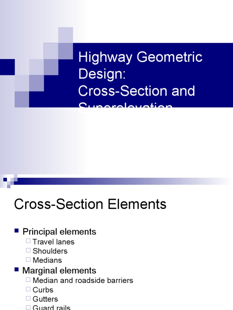 Cross-Section and Superelevation | PDF | Lane | Sidewalk