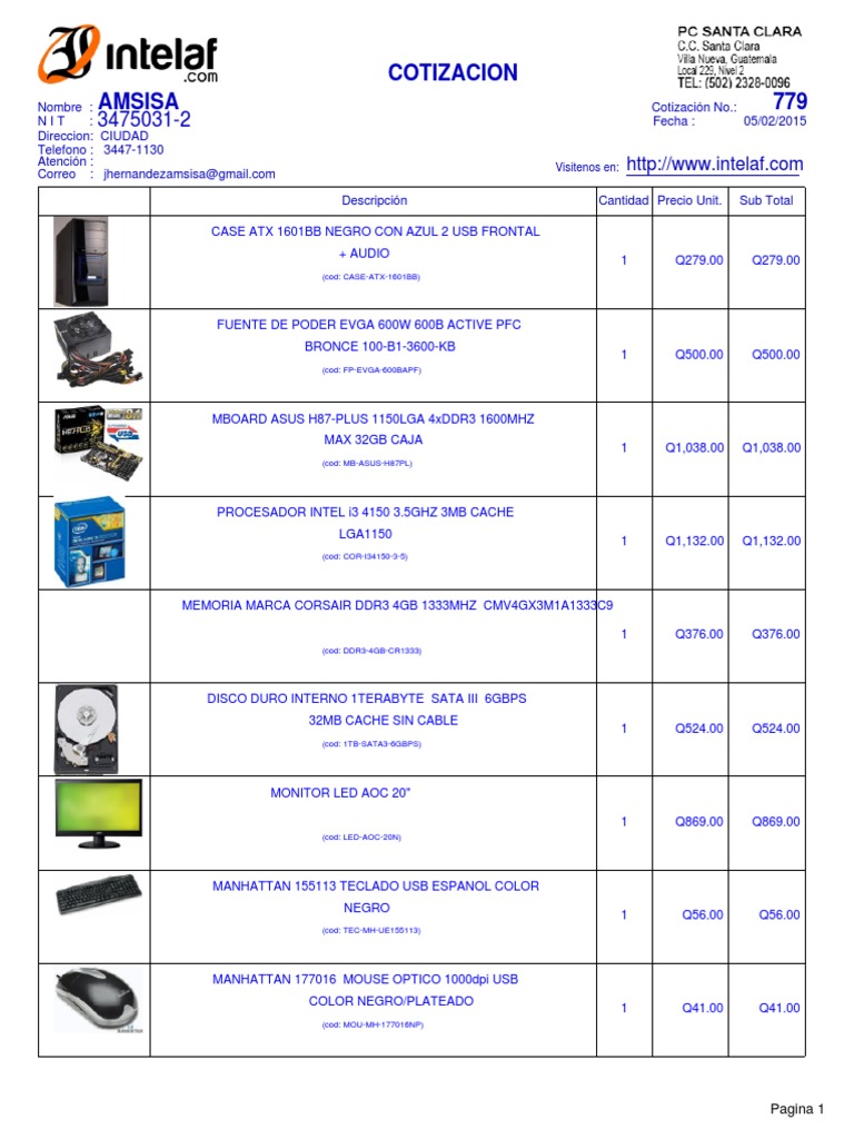 INTELAF | PDF | Hardware de la computadora | Equipo de oficina