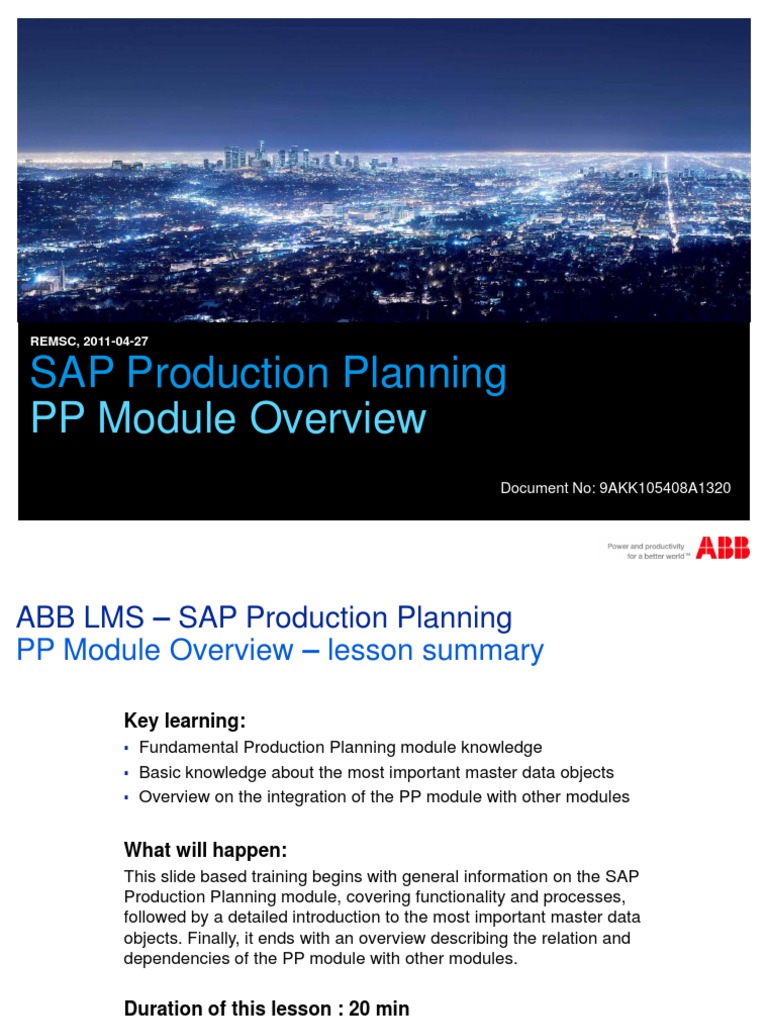 SAP Production Planning: PP Module Overview | PDF