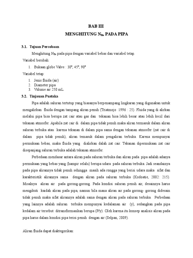 Reynold Number Pada Pipa | PDF