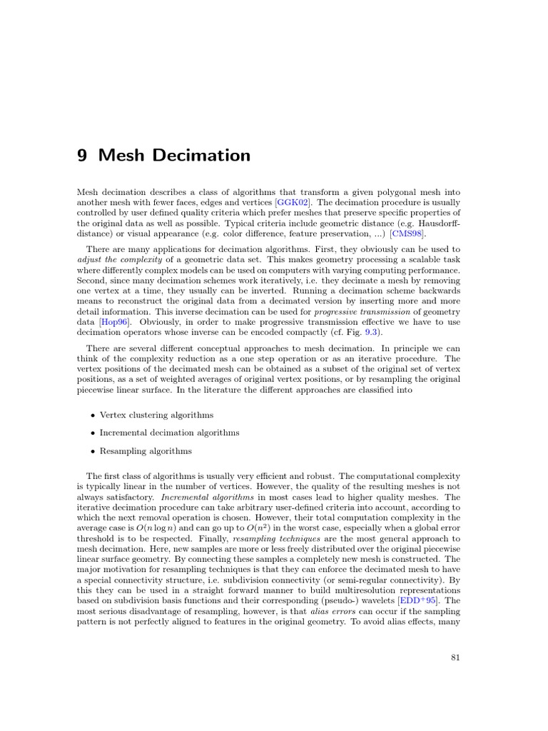 Mesh Decimation PDF | PDF | Vertex (Geometry) | Triangle