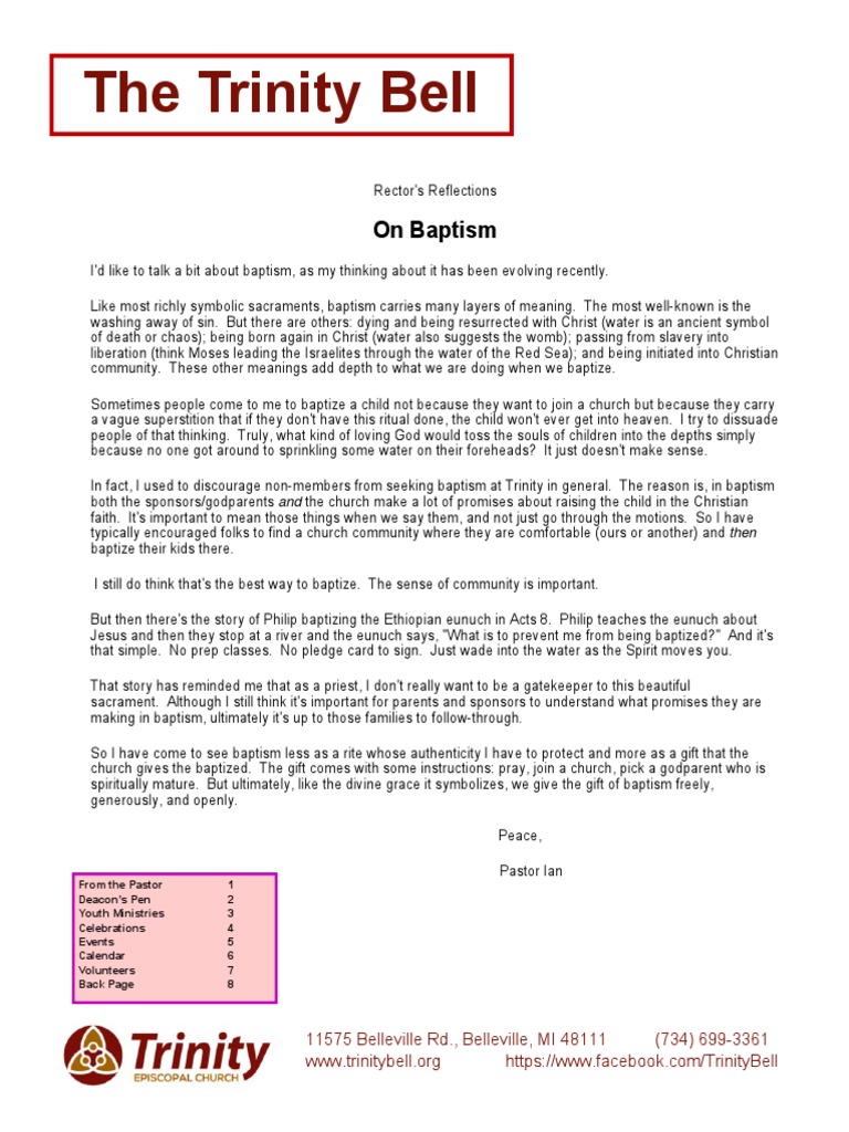 The Trinity Bell: On Baptism | PDF | Baptism | Christian Behaviour And ...