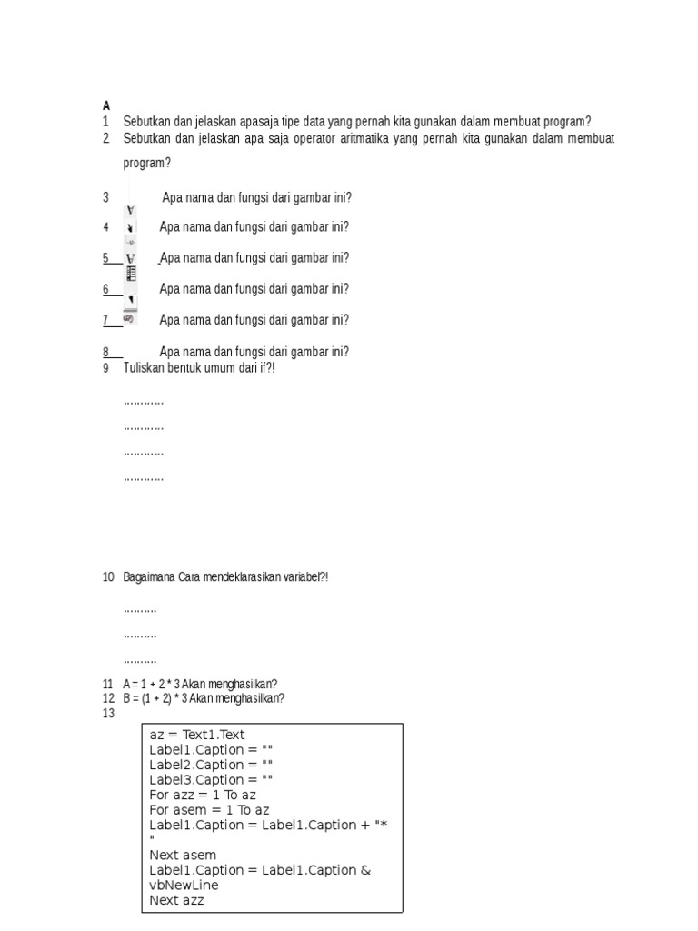 Ujian Uas Algoritma Pemrograman 1 | PDF
