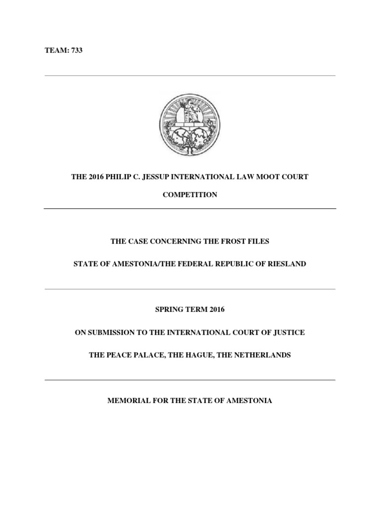 Philip C Jessup International Law Moot Court Competition 2016 Applicant ...