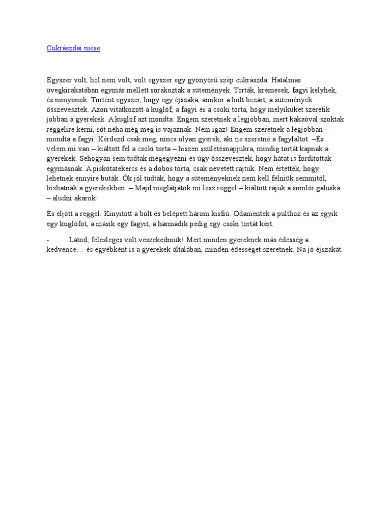 Cukrászdai Mese | PDF