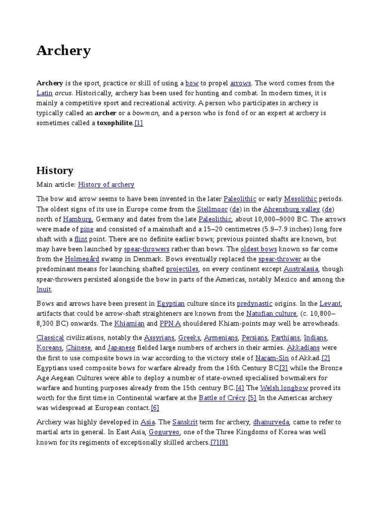 History of Archery | PDF | Archery | Arrow