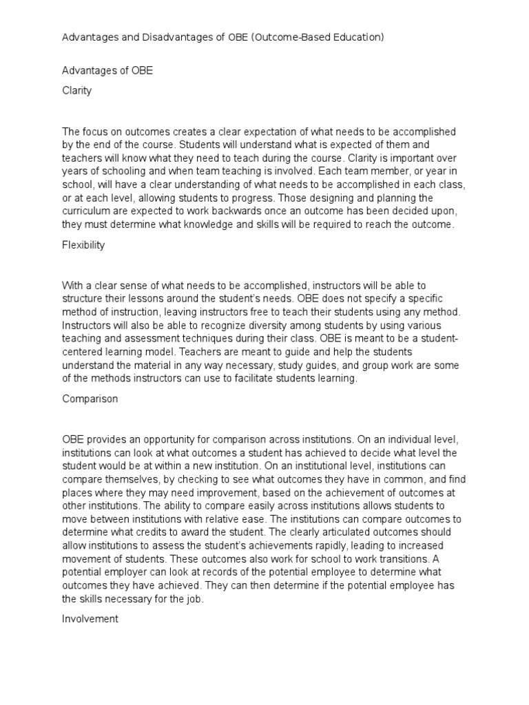 Advantages of OBE | PDF | Applied Psychology | Behavior Modification