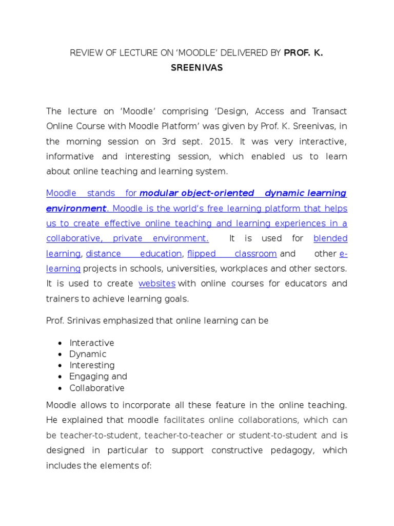 Moodle Write Up | PDF | Moodle | Educational Technology