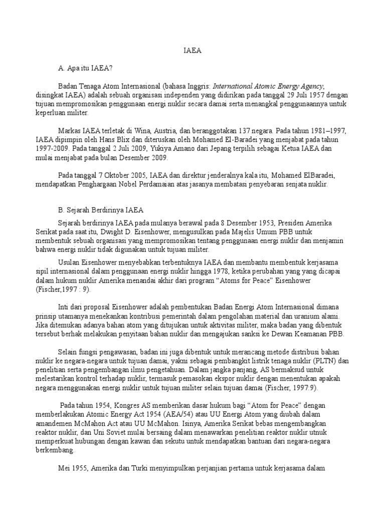 IAEA, Sejarah Dan Misi Pembentukannya | PDF
