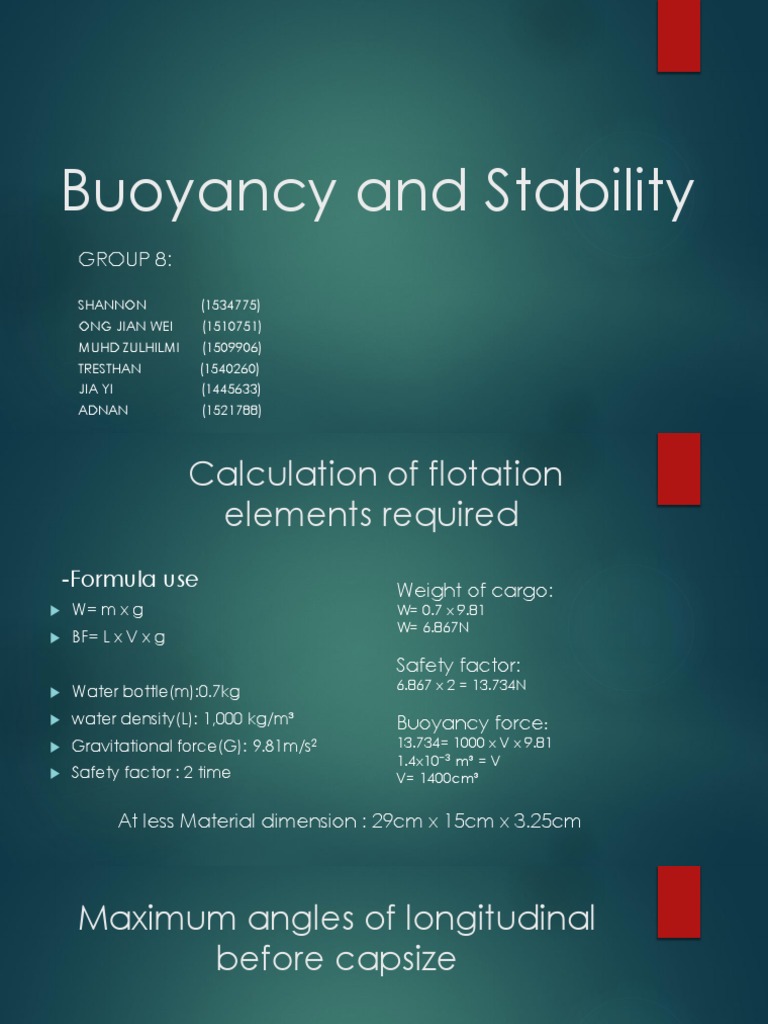 Buoyancy and Stability Calculations | PDF