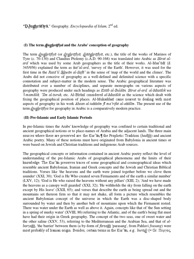 Islamic Geography EI2 | PDF | Ptolemy | Geography