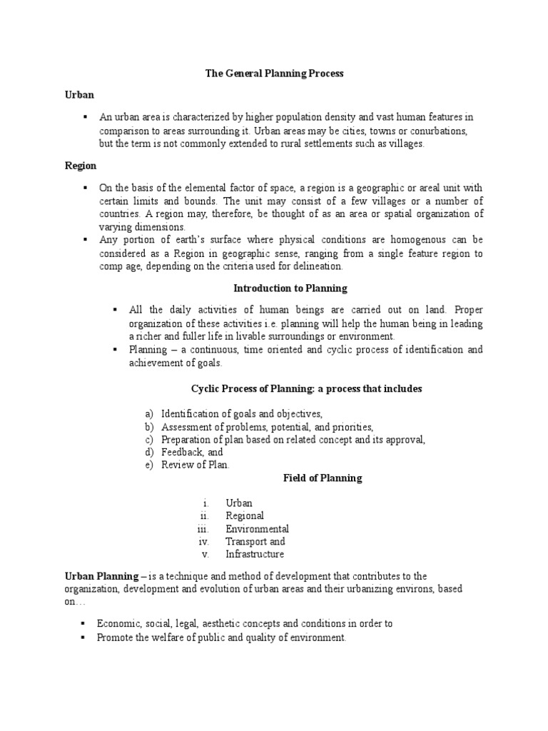 The General Planning Process | PDF | Urban Planning | Drainage Basin