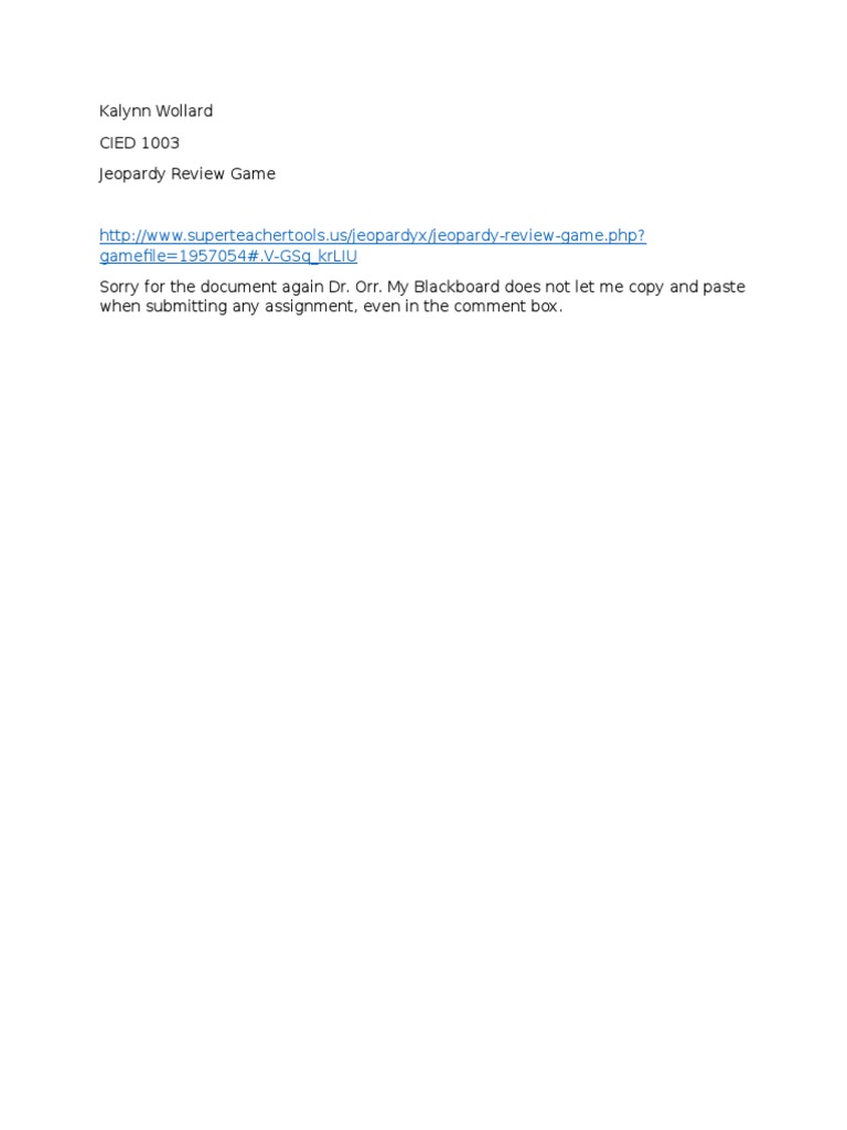 Jeopardy Review for CIED 1003 | PDF