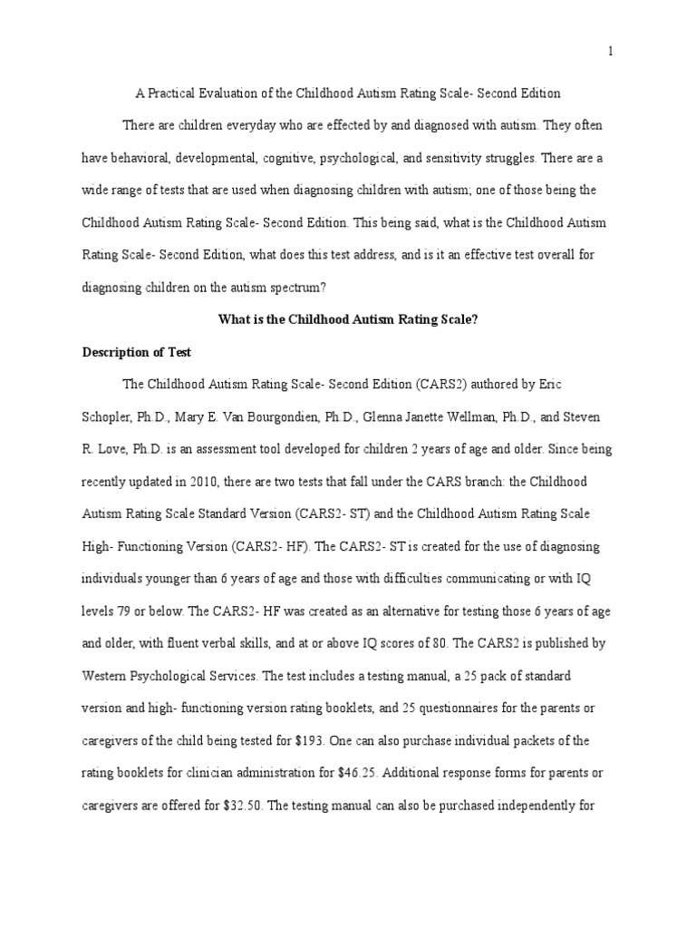 assessment review- cars2 | Autism | Validity (Statistics)