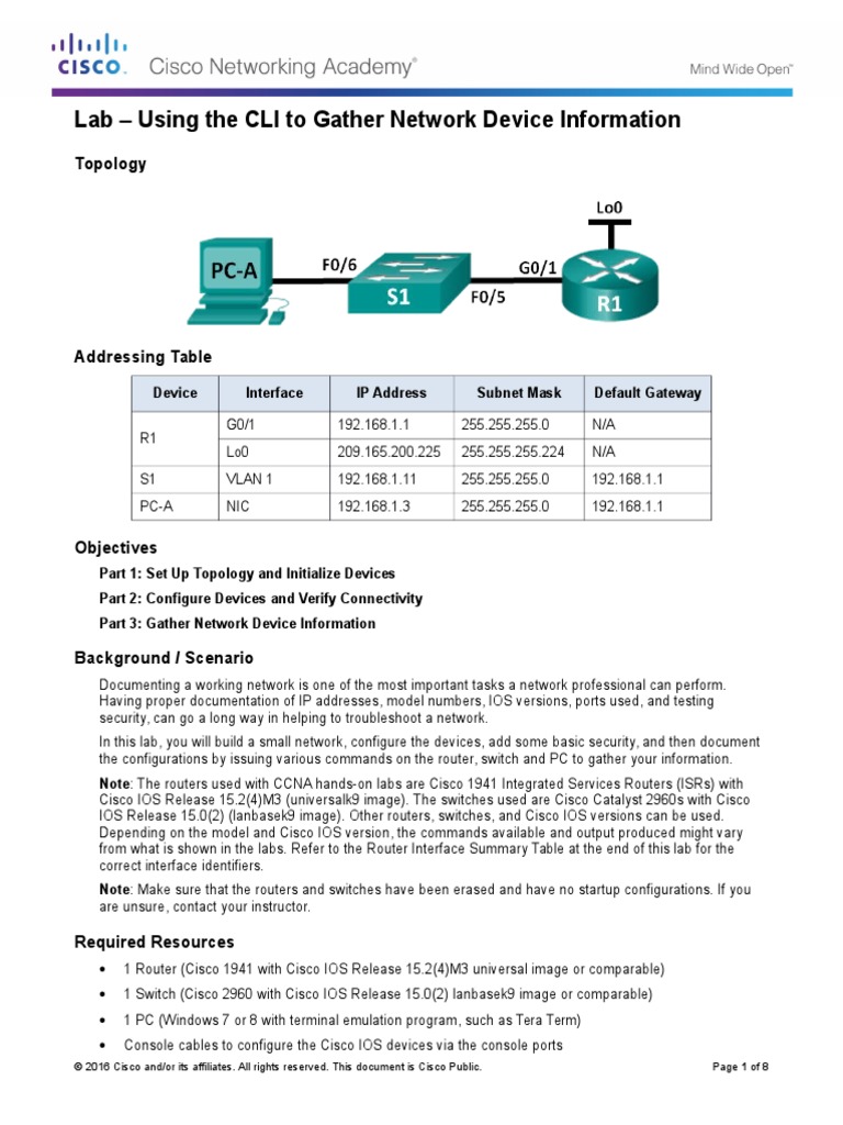 11.3.4.6 Lab - Using The CLI To Gather Network Device Information | PDF | Router (Computing ...
