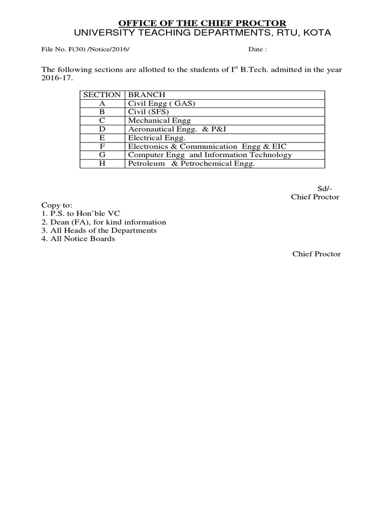 B.Tech 2016-17 Section Allotments RTU | PDF | Science & Mathematics ...