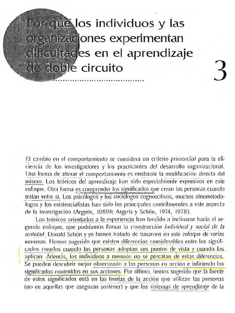 Argyris Capítulo 3 PDF | PDF | Aprendizaje | Teoría