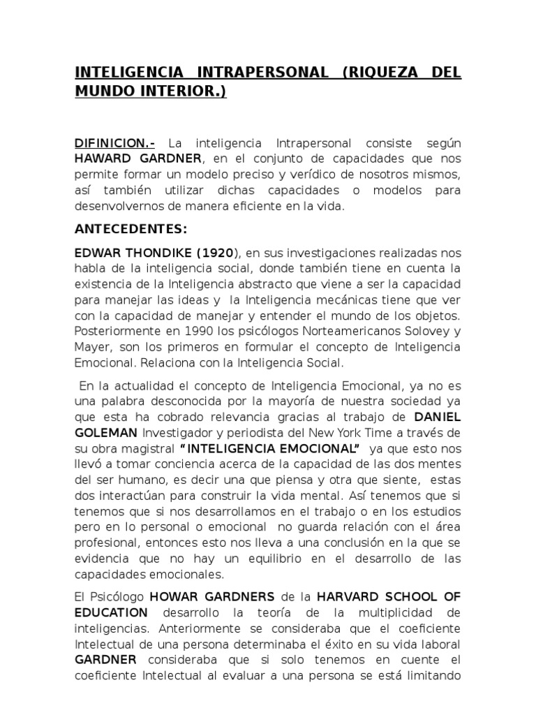 Inteligencia Interpersonal | PDF | Inteligencia | Inteligencia emocional