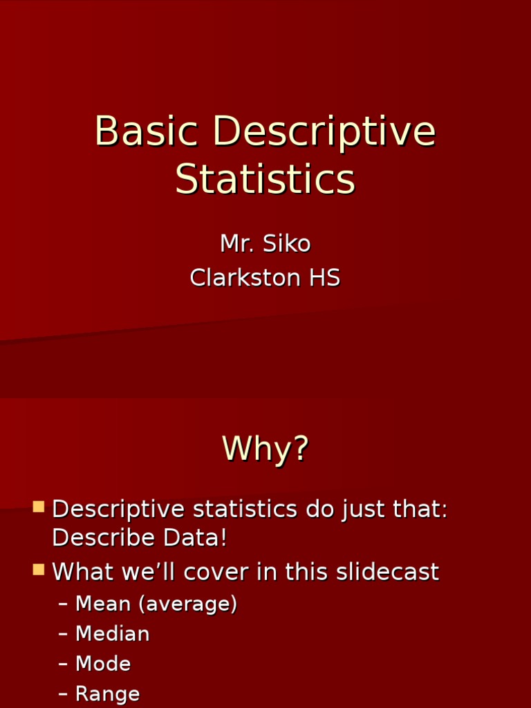Basic Descriptive Statistics | PDF
