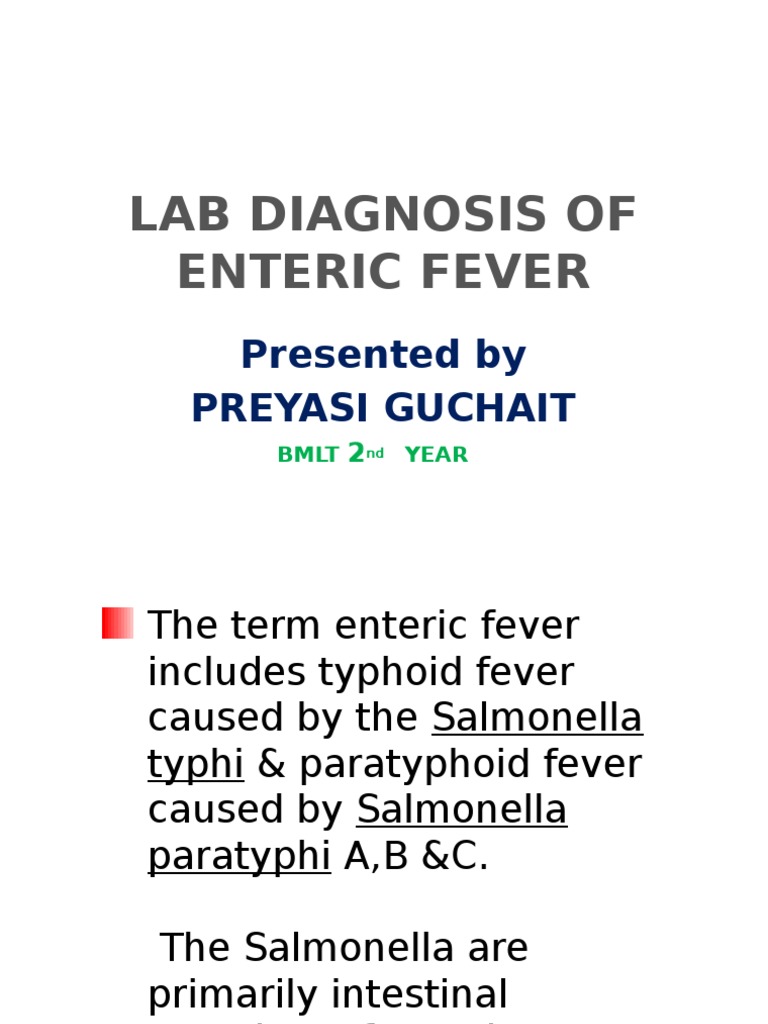 Lab Diagnosis of Enteric Fever | PDF