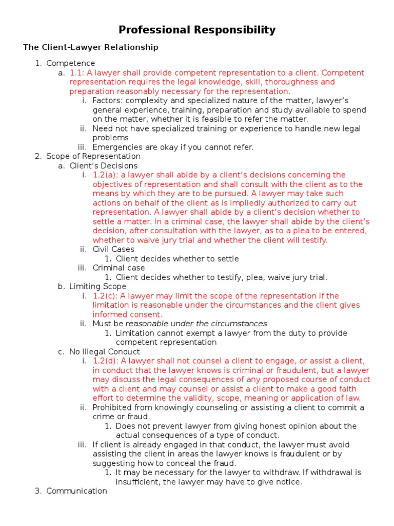 Lawyer's Professional Responsibility Outline | PDF | Lawyer | Witness