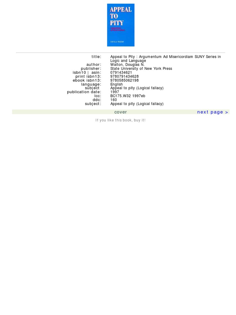 Walton - Appeal to Pity. Argumentum Ad Misericordiam | Fallacy | Argument