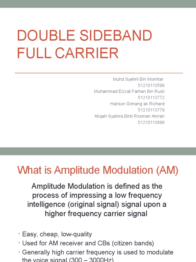 Double Sideband Full Carrier Overview | PDF | Frequency Modulation ...