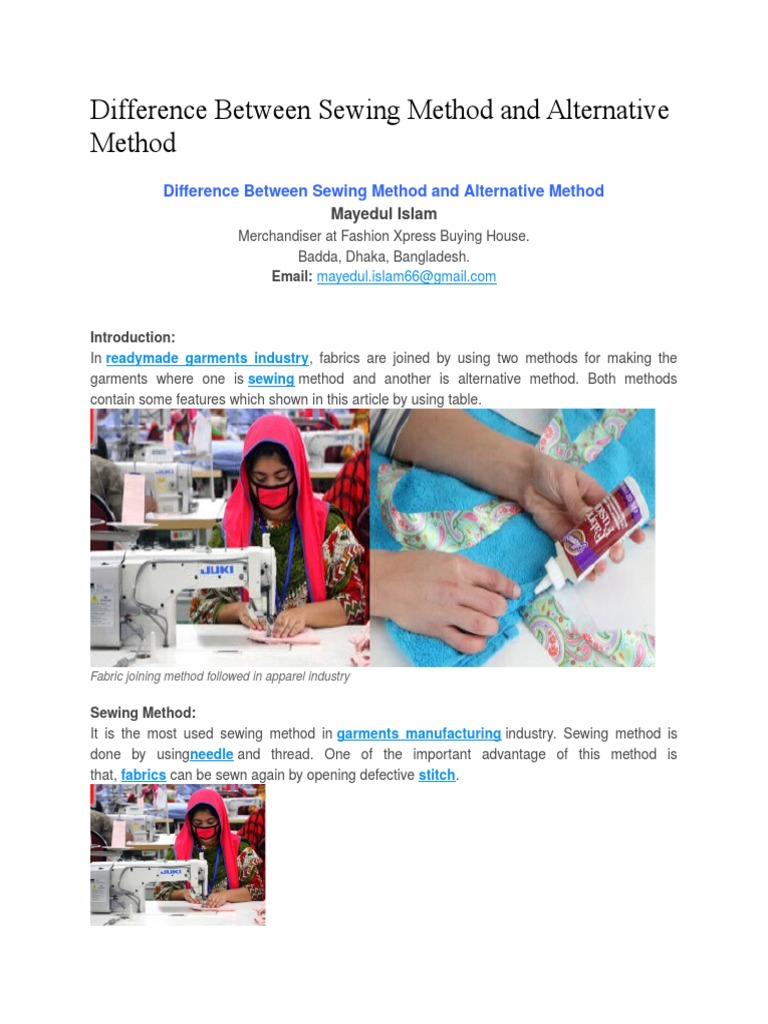 Difference Between Sewing Method and Alternative Method4 | PDF ...