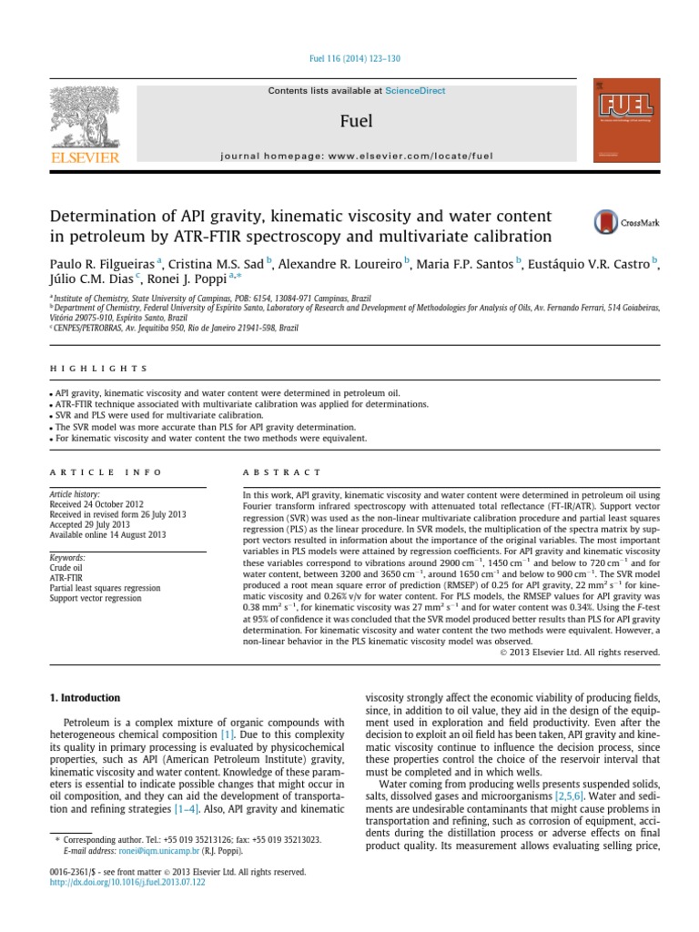 API Gravity and Viscosity in Petroleum Analysis | PDF | Regression ...