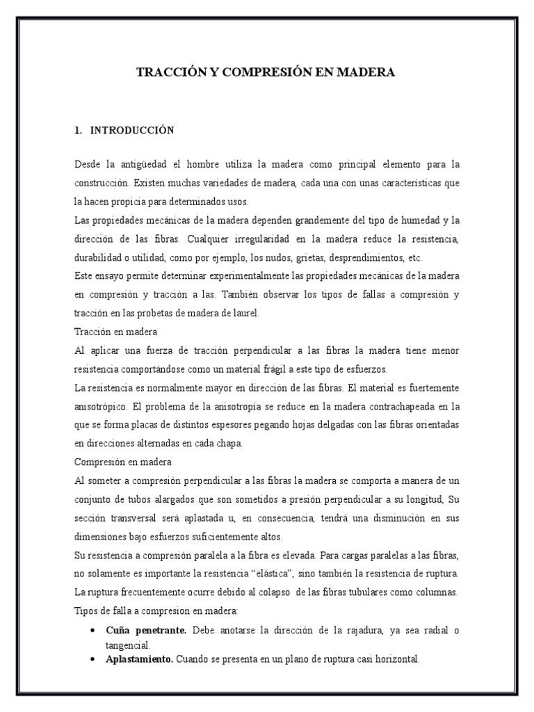 Propiedades de Tracción y Compresión en Madera | PDF | Falla (geología ...