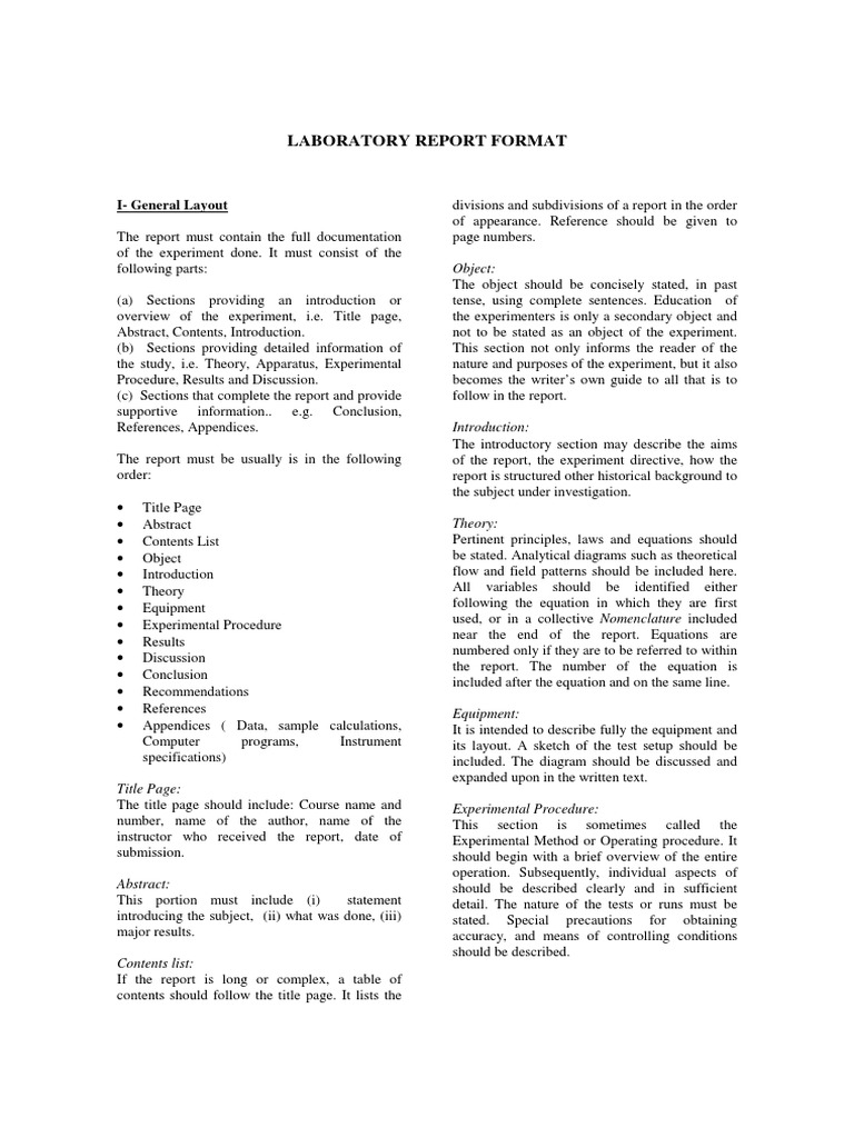 Lab Report Format | PDF | Experiment | Theory