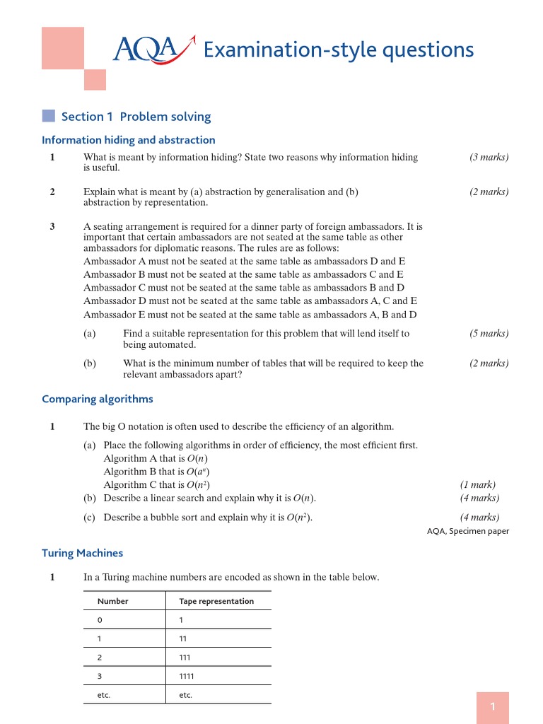 A2 AQA Computing Exam-Style Questions PDF | PDF | Internet Protocol ...