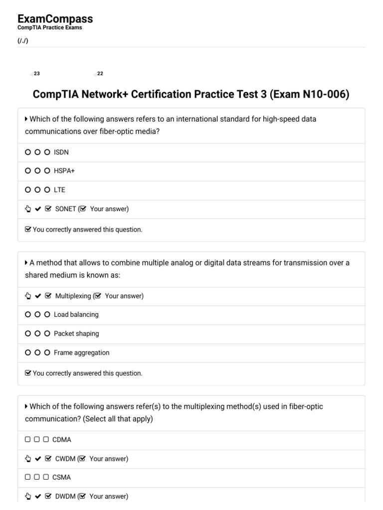 CompTIA Network+ Practice Test | PDF | Internet Access | Network Protocols