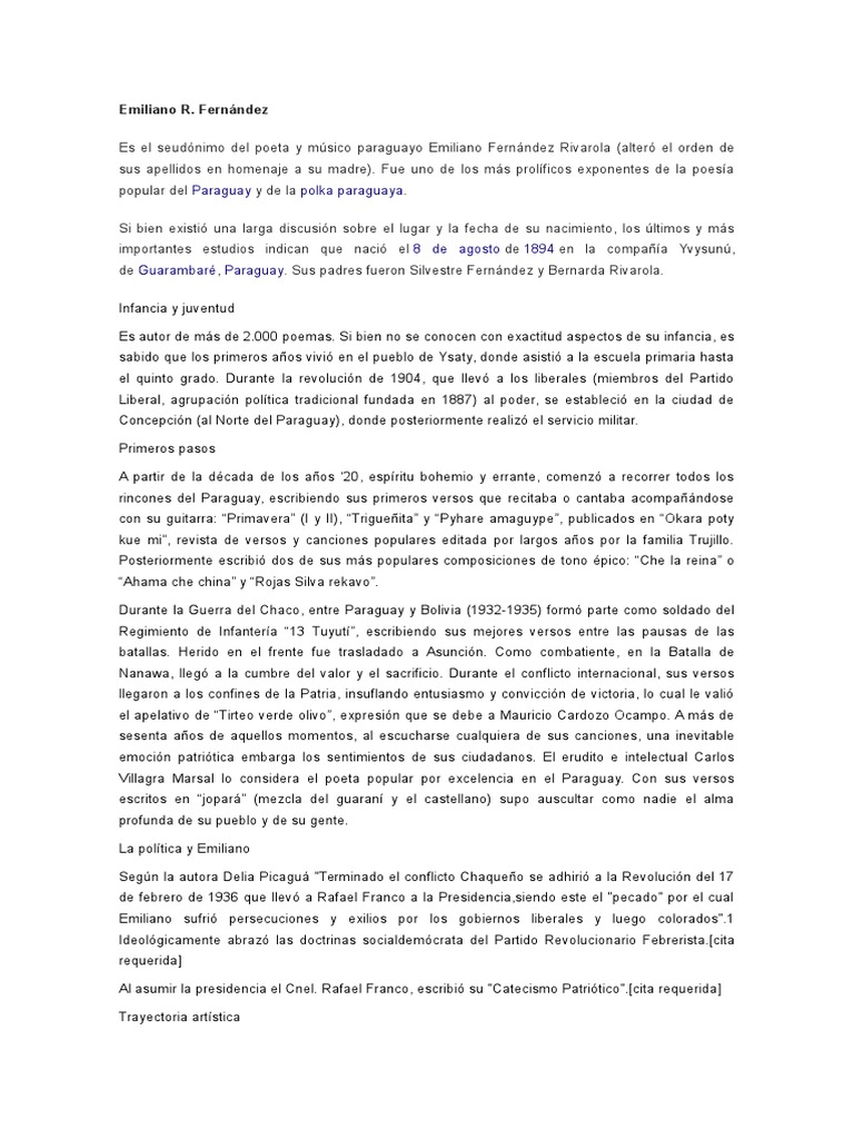 Emiliano R Fernandez | PDF | Paraguay | Personas