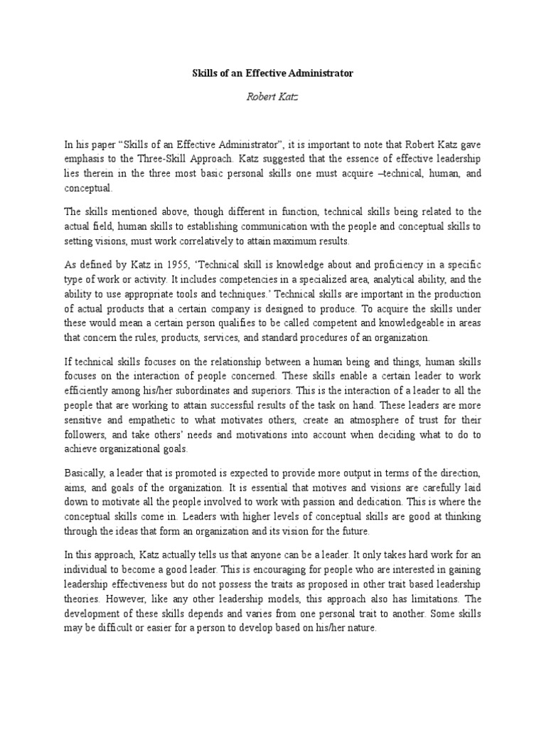 Skills of An Effective Administrator | PDF | Leadership | Motivation